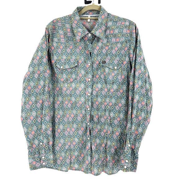 Cinch | Shirts | Cinch Pearl Snap Blue Medallion Shirt Womens Xxl ...